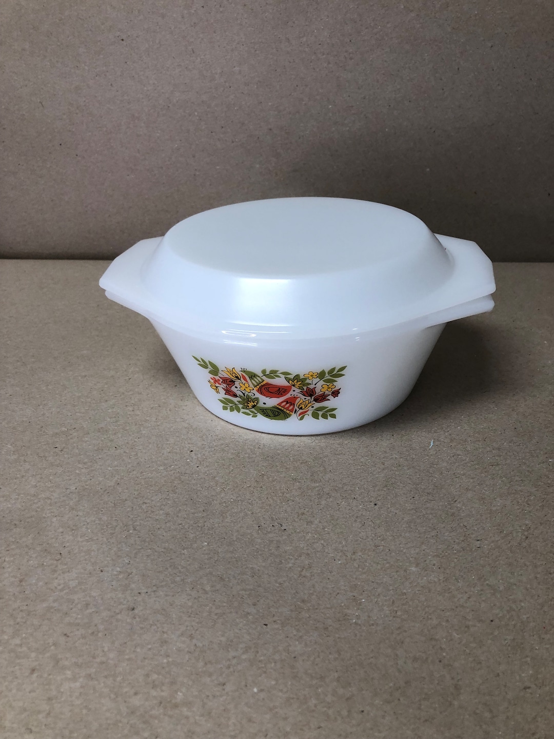 Arcopal France/milk Glass Partridge and Foral Design Covered Casserole ...