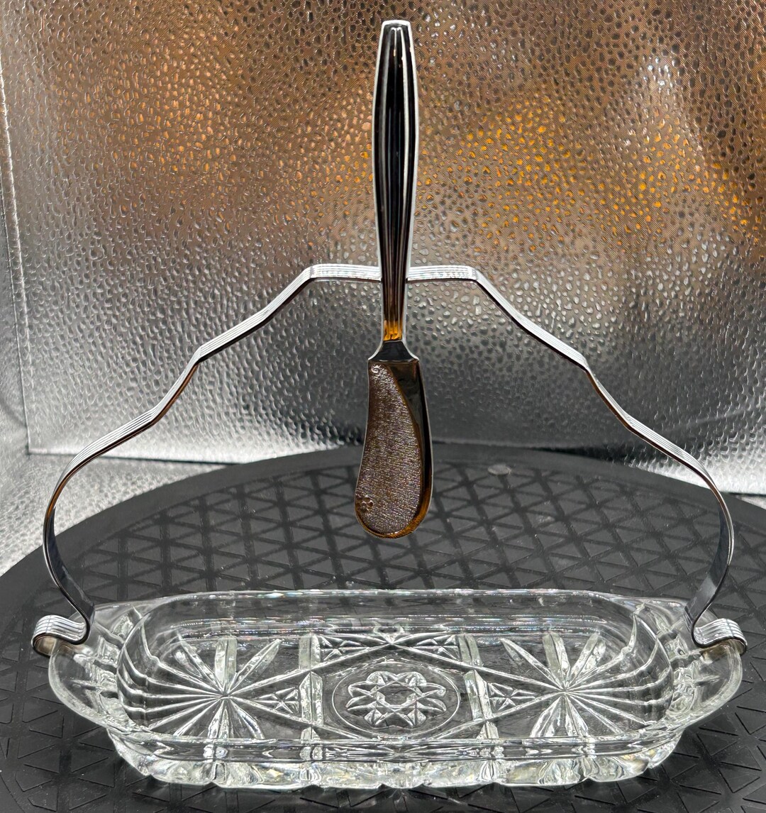 Made in England/3 Piece Crystal Butter Server With Spreader/ Butter ...