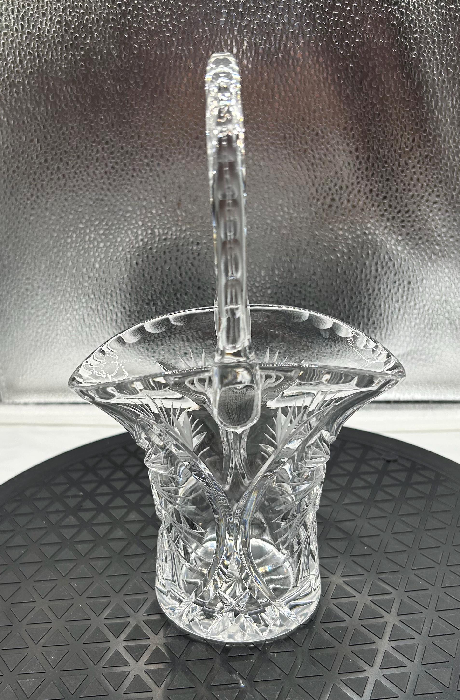 Crystal Pinwheel Scalloped Edge Handle Basket/ Crystal Basket - Etsy