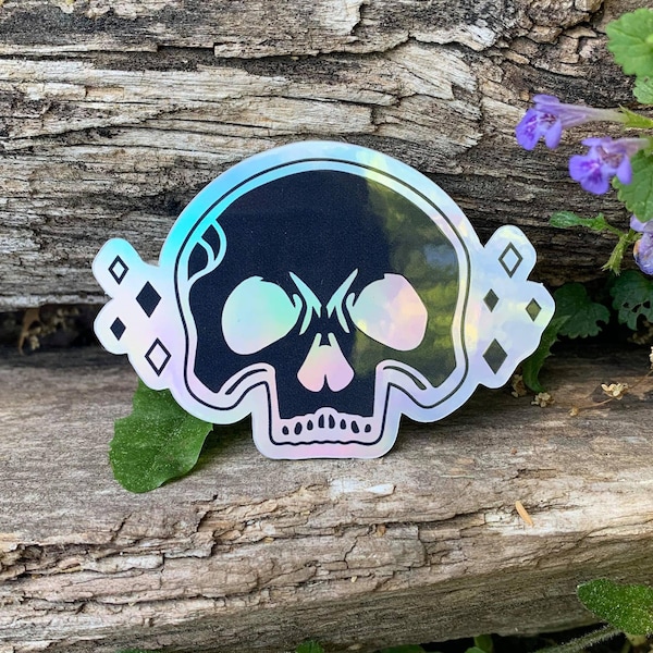 Holographic Skull Sticker - Etsy