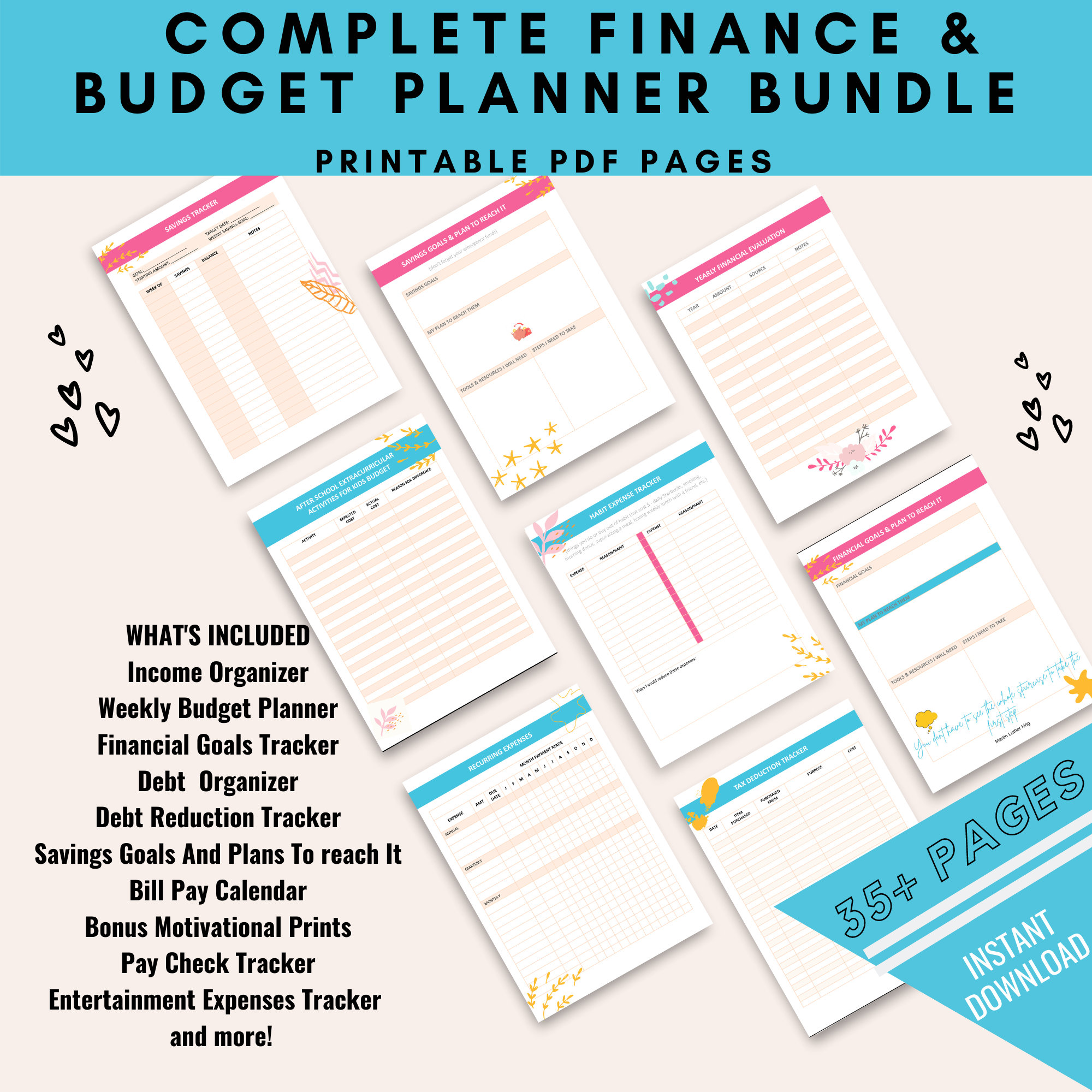 Ultimate Budget & Finance Planner Printable Bundle , Money Saving ...