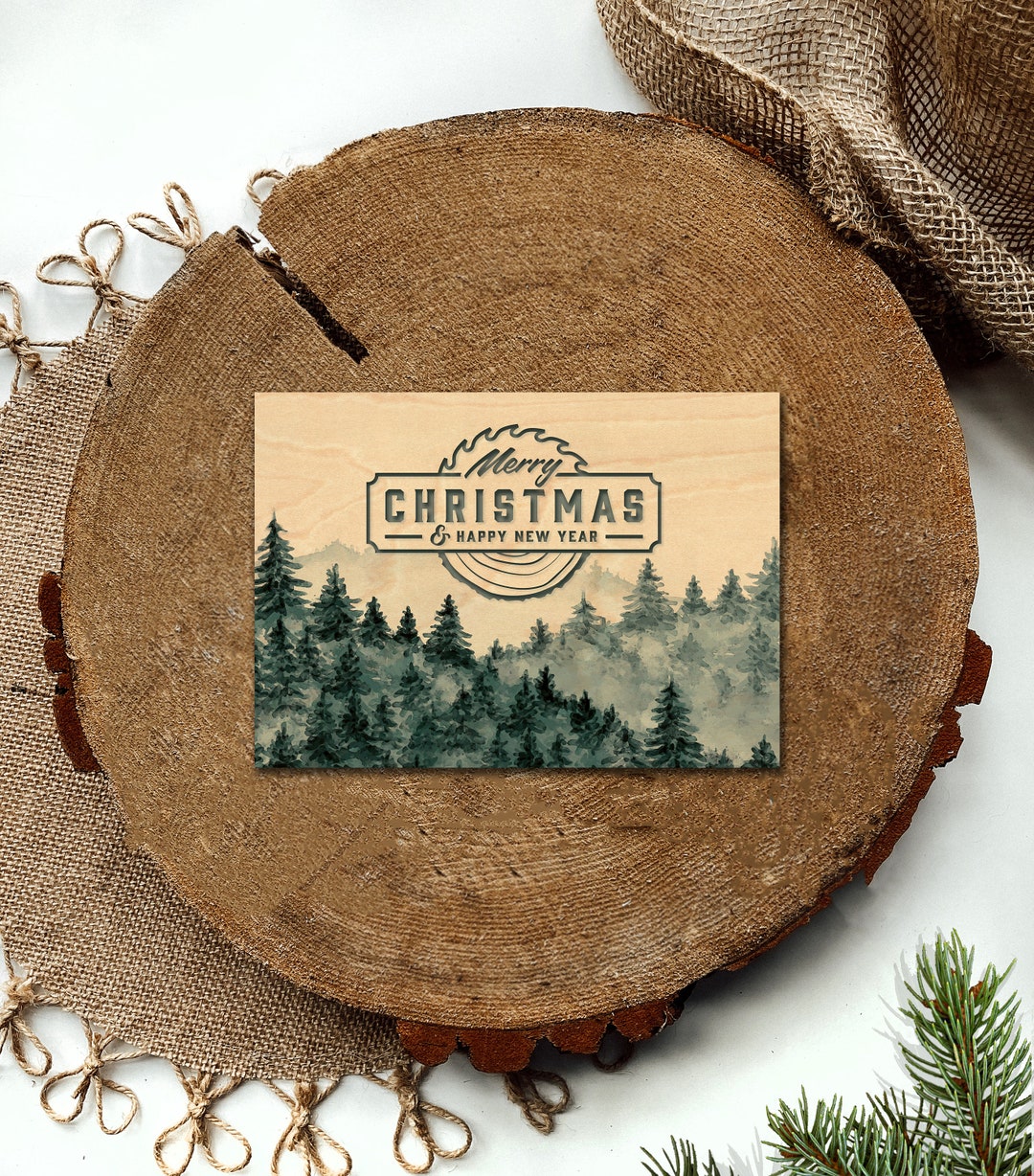 SET OF 25 Wood Christmas Cards - Craftsman Landscape Design - Etsy