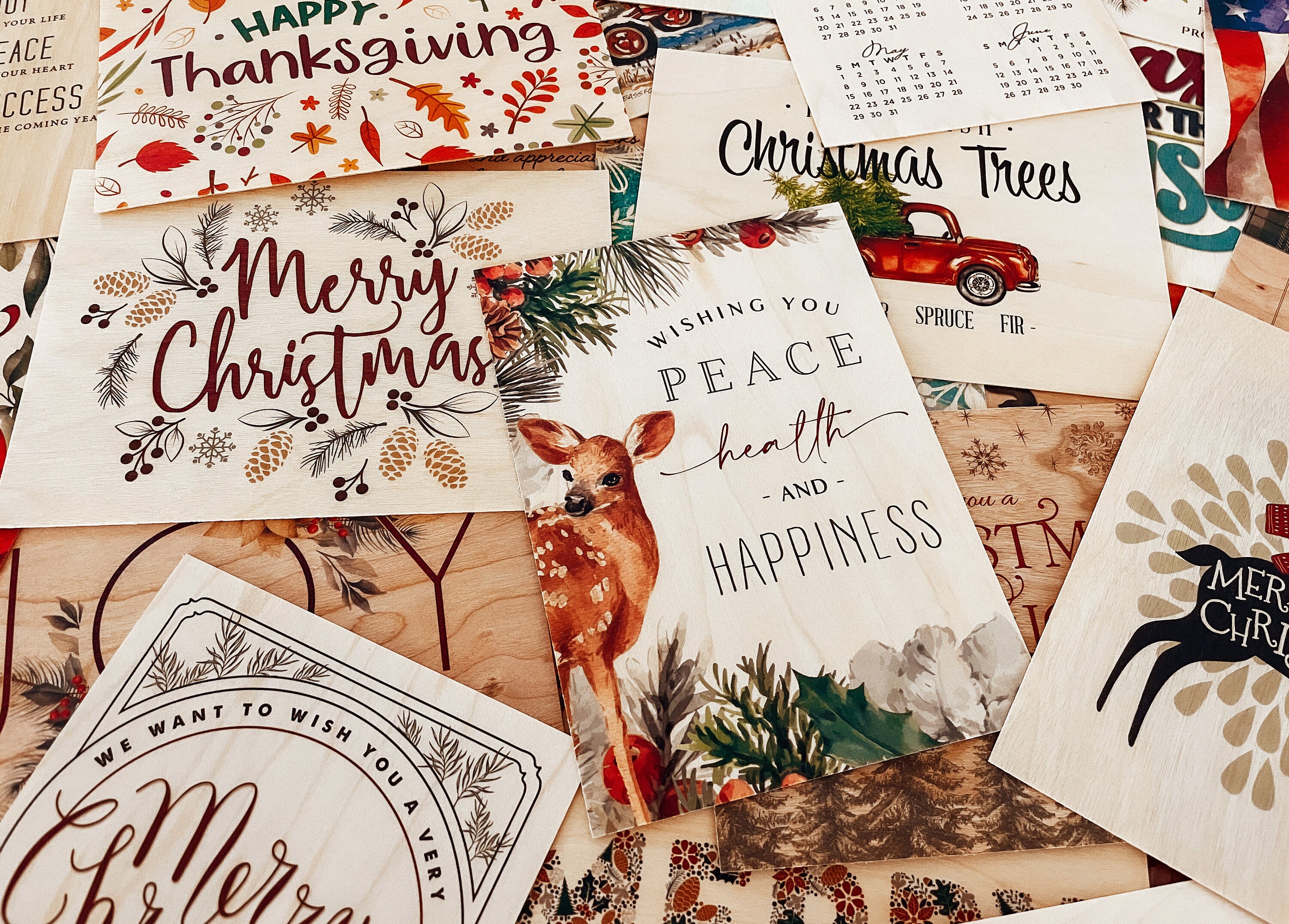 WOOD Christmas Cards - SET OF 25 - Craftsman Logs - Etsy