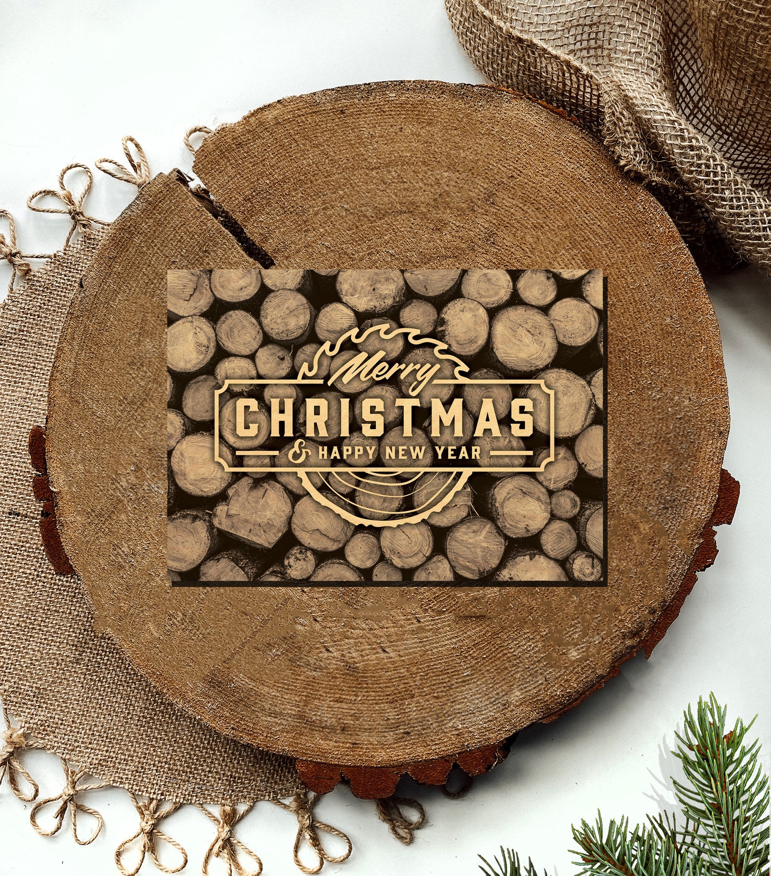 WOOD Christmas Cards - SET OF 25 - Craftsman Logs - Etsy