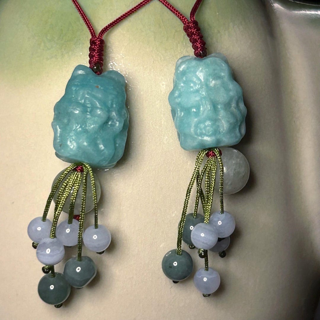 Confetti Nine Tail Fox Phone Charm ~ Ice Amazonite 9-tail Foxes, Blue ...