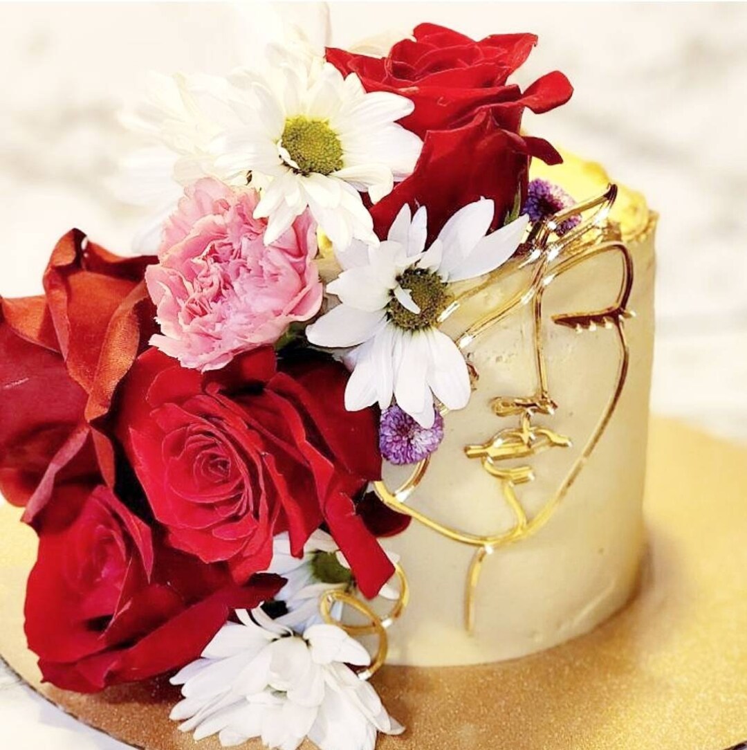 Face Charm Acrylic Acrylic Charms Line Art Woman Cake - Etsy