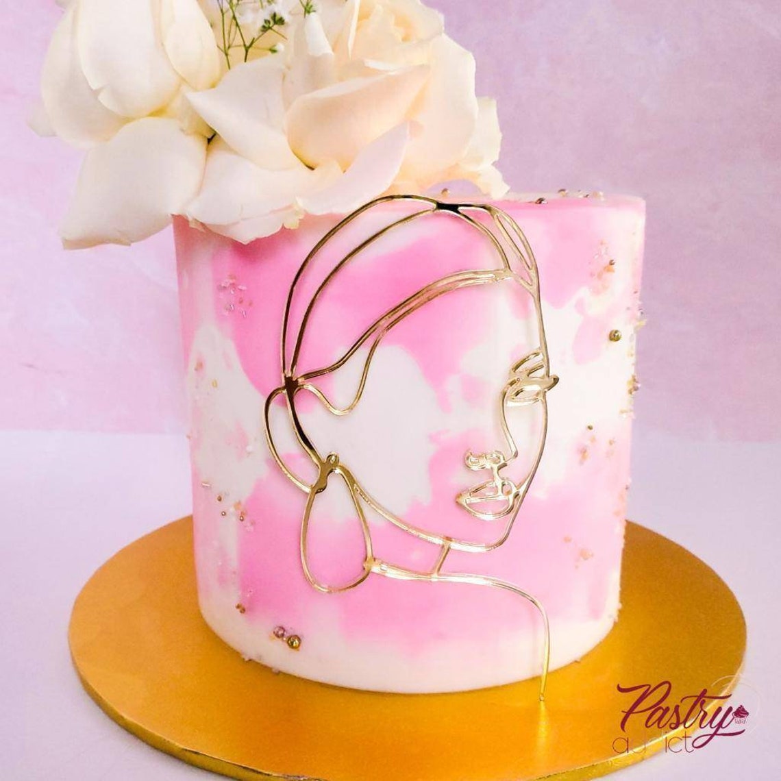 Face Charm Acrylic Acrylic Charms Line Art Woman Cake - Etsy