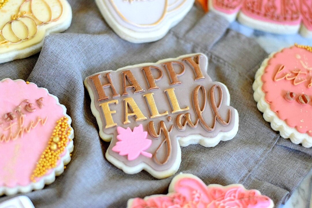 Happy Fall Cookie Embosser| Cookie Stamp| Fondant Cookie Stamp| Fall ...