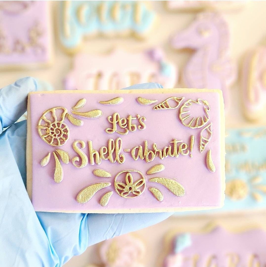 Let's Shellabrate Rectangle Cookie Cutter + Embosser| Fondant Embosser ...