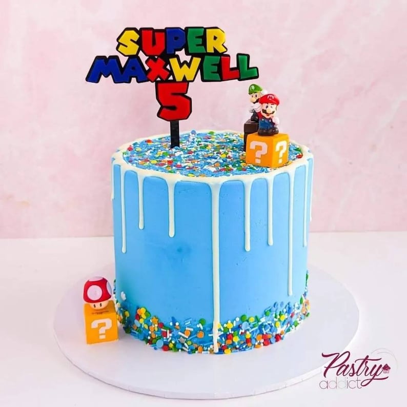 Super Mario Cake Topper Layered Cake Topper Personalized - Etsy