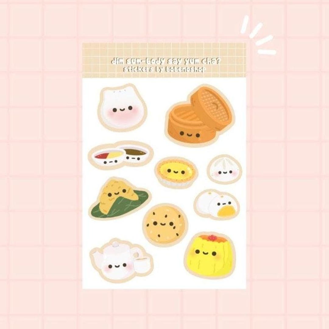 Dimsum Sticker Sheet I Cute Matte Vinyl Sticker Sheet, Cute Stickers ...