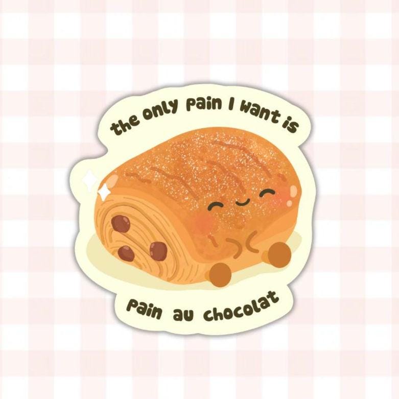 Pain Au Chocolat Sticker | Food Sticker, Pastry Sticker, Laptop Sticker ...