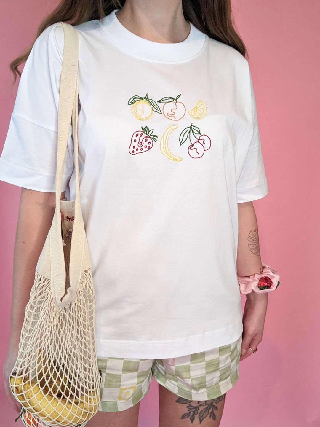 Feeling Fruity T-shirt Embroidered Fruit T-shirt Spring T-shirt Summer ...