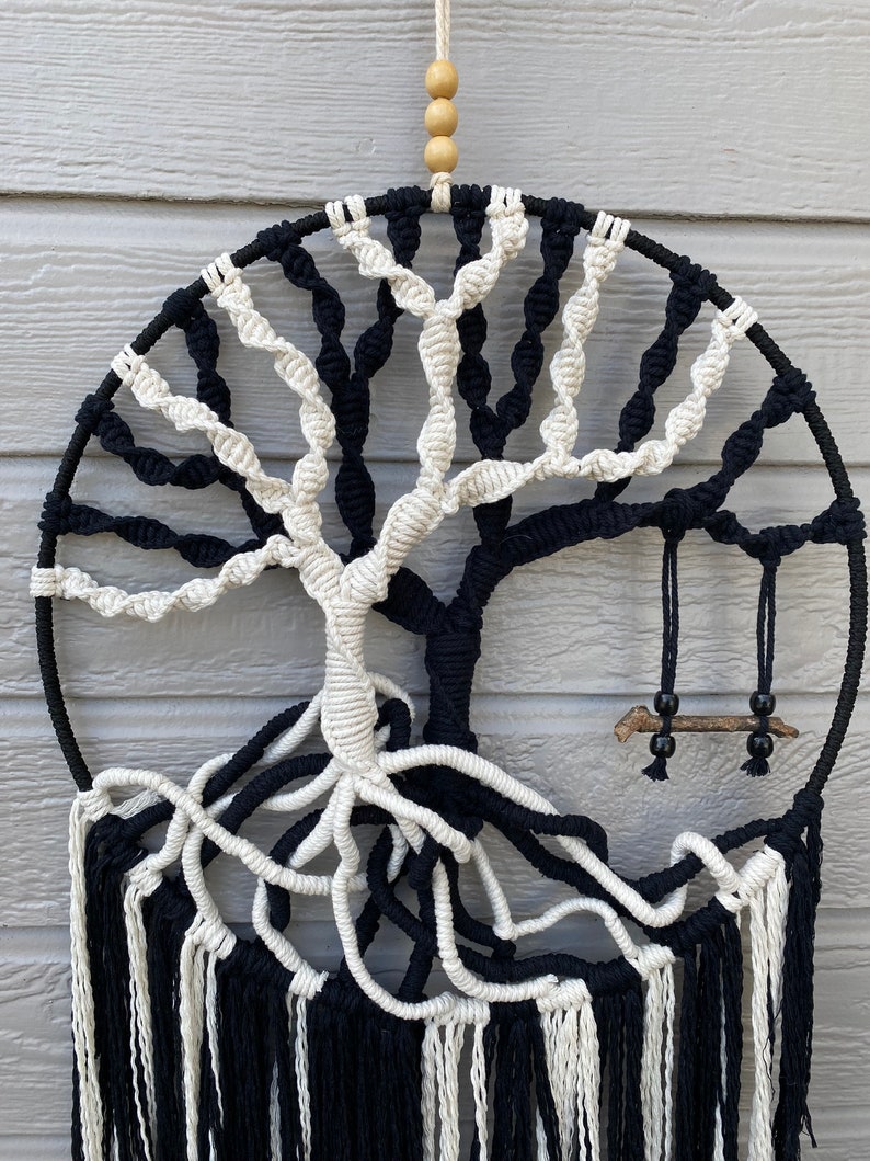 Handmade Macrame Wall Art, Tree of Life, Black and White - Etsy