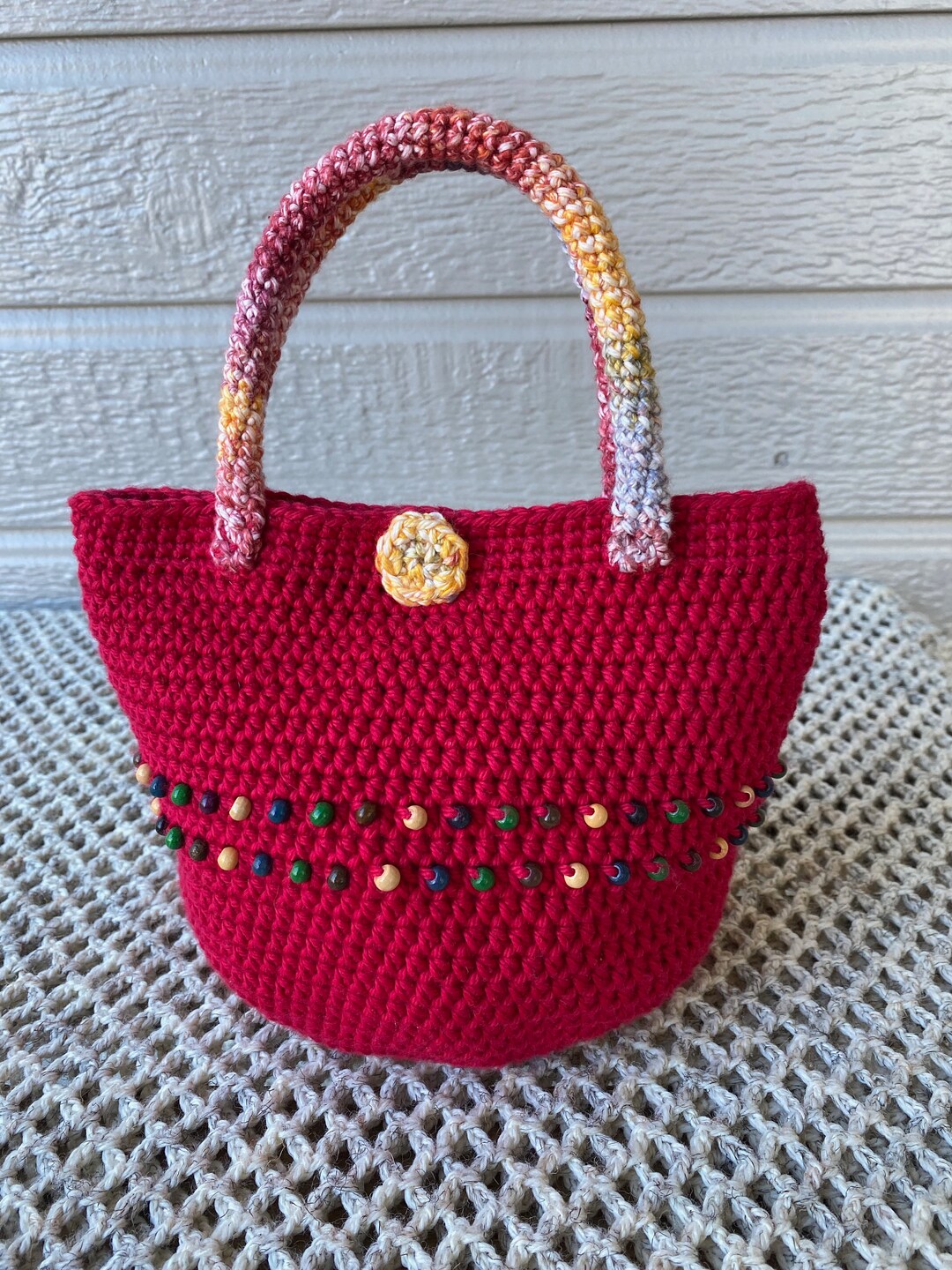 Red Crochet Bag - Etsy