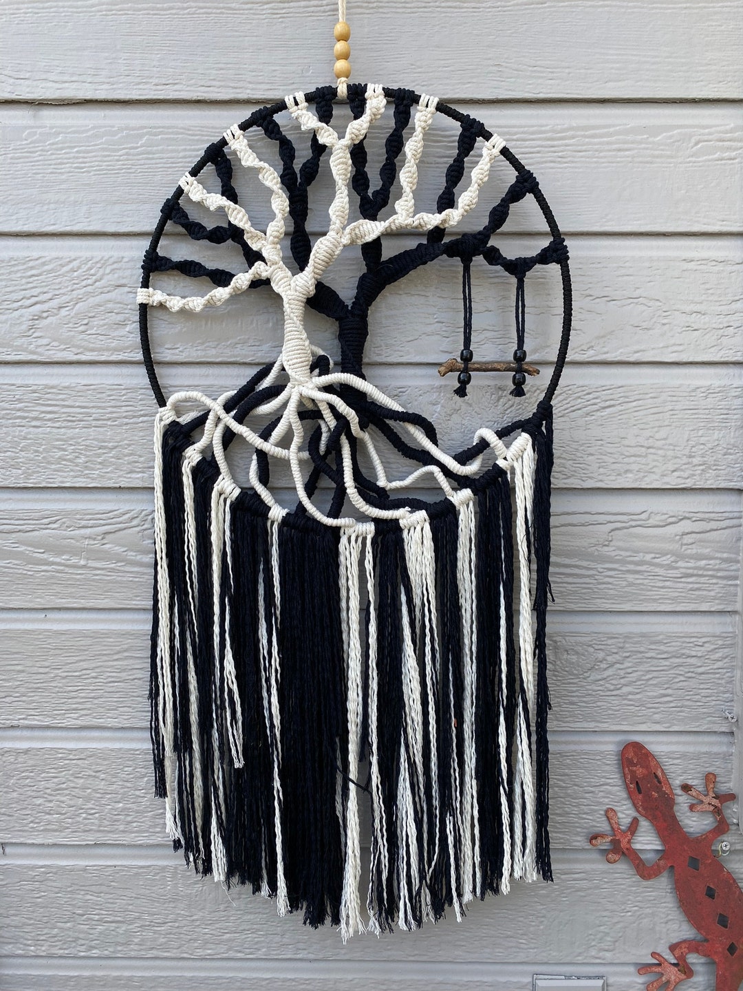 Handmade Macrame Wall Art, Tree of Life, Black and White - Etsy
