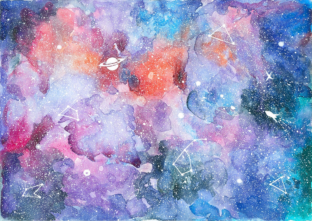 Galaxy Wall Decor, Galaxy Wall Art, Watercolor Print - Etsy