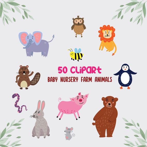 Digital Clipart Baby Animals Graphic 50 Clipart - Etsy