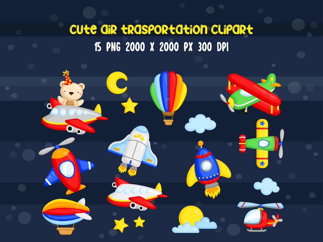 Cute Air Transportation Clipart - Etsy