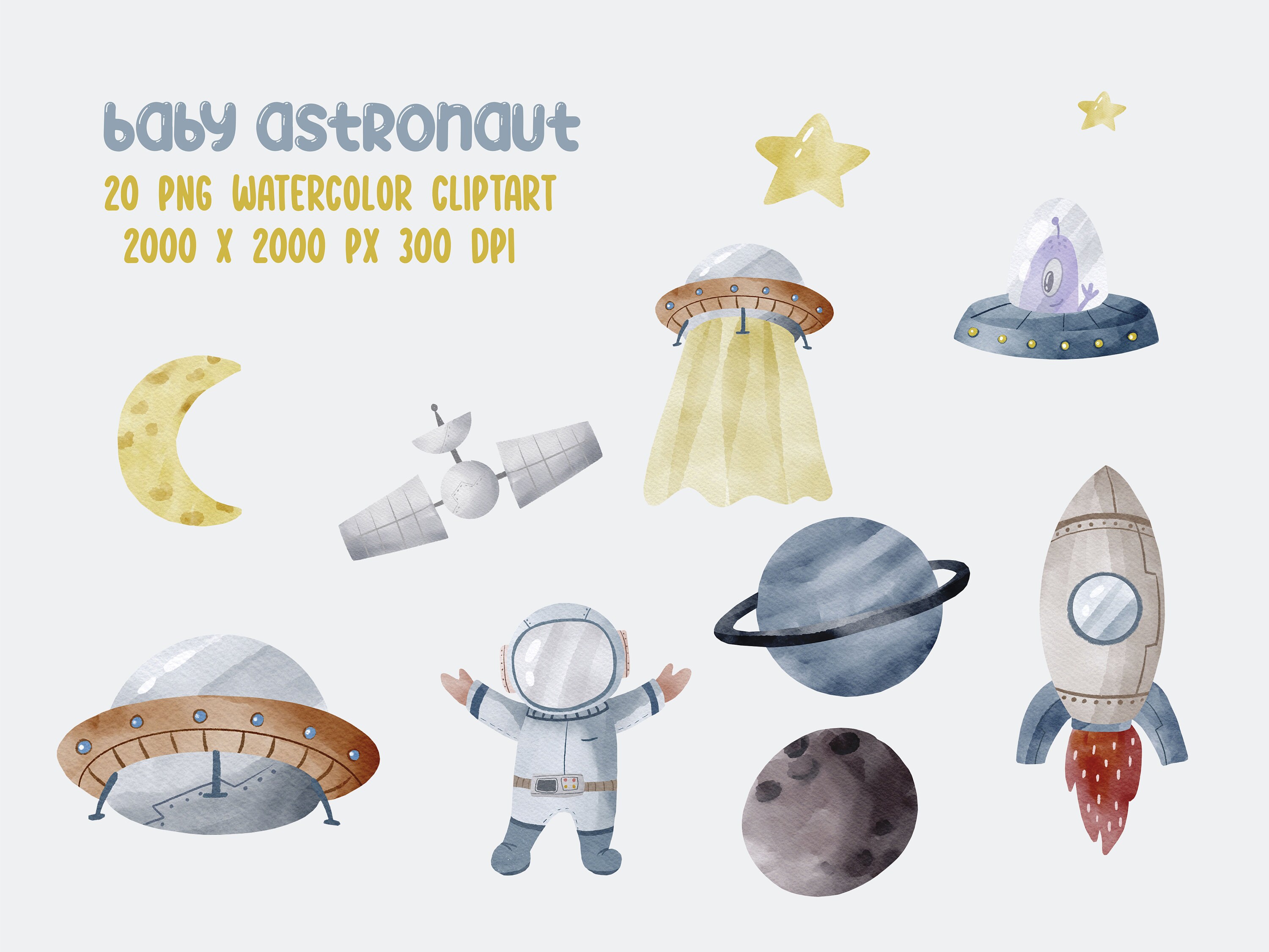 Watercolor Baby Astronaut Clipart - Etsy