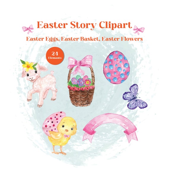 24 Easter Story Clipart Easter Egg Easter Basket Easter | Etsy