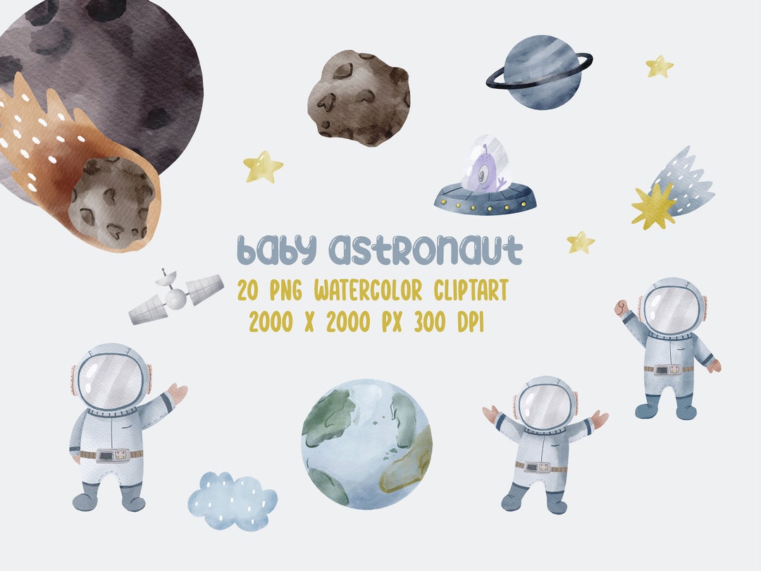 Watercolor Baby Astronaut Clipart - Etsy