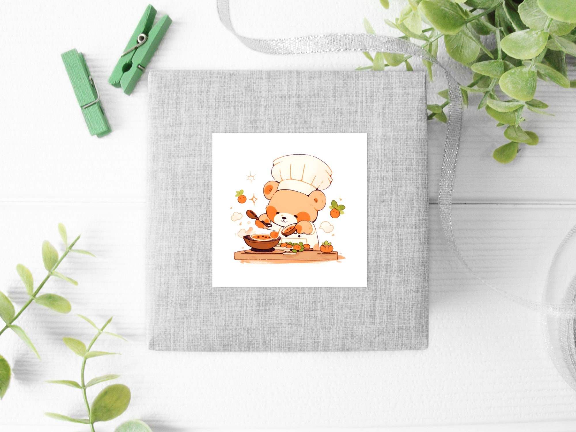 Cute Bear Cooking on Kitchen - Etsy