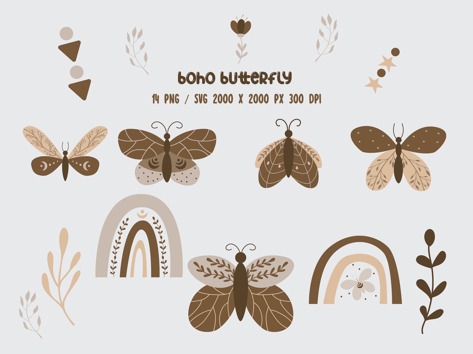 Boho Butterfly SVG and PNG, Butterfly Clipart - Etsy