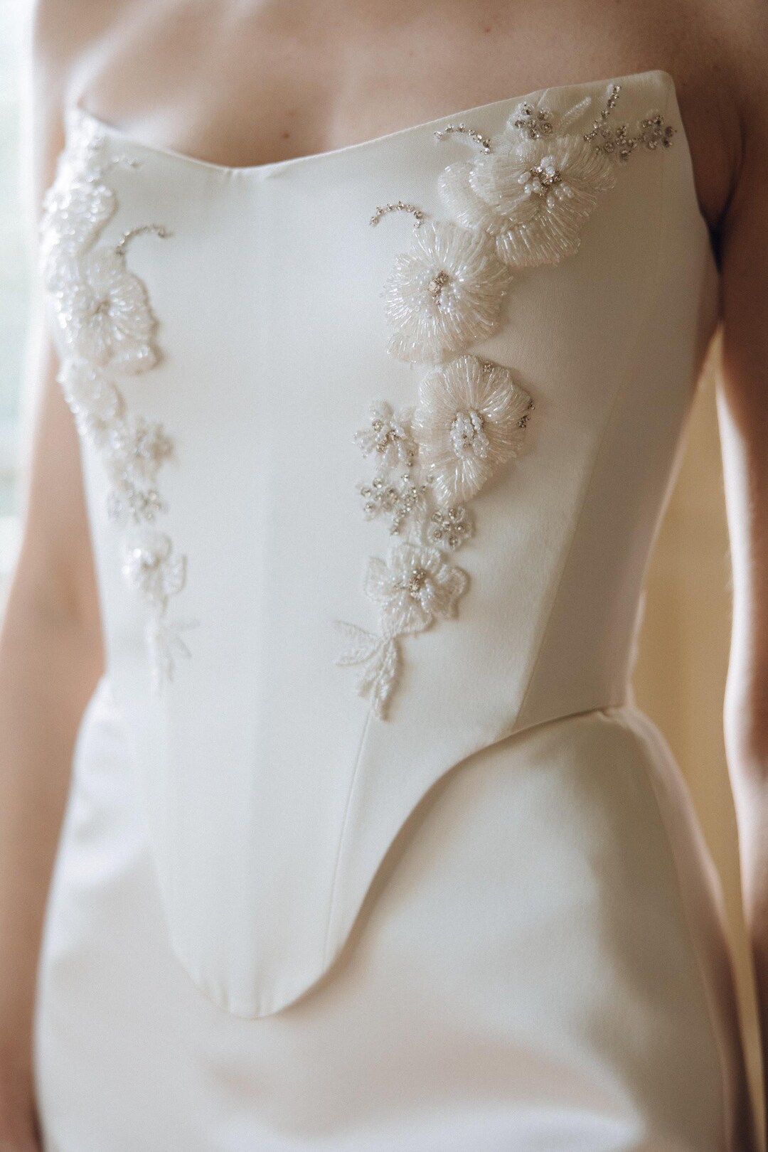 DAPHNA / White Wedding Set, Mini Wedding Dress, White Satin Corset Mini ...