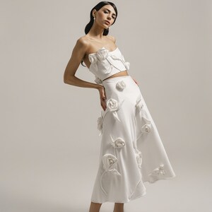 White Satin Bridal Corset Set – Shirt Skirt Wedding Outfit, Stylish ...