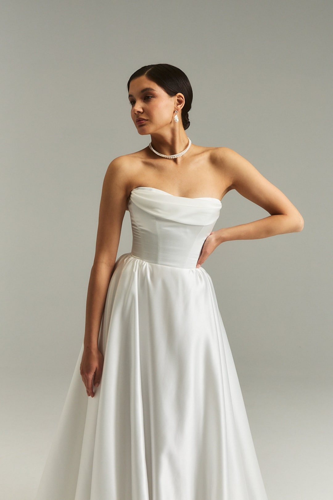 Vintage Wedding Dress, Off-the-shoulder Wedding Dress, A-line Satin ...