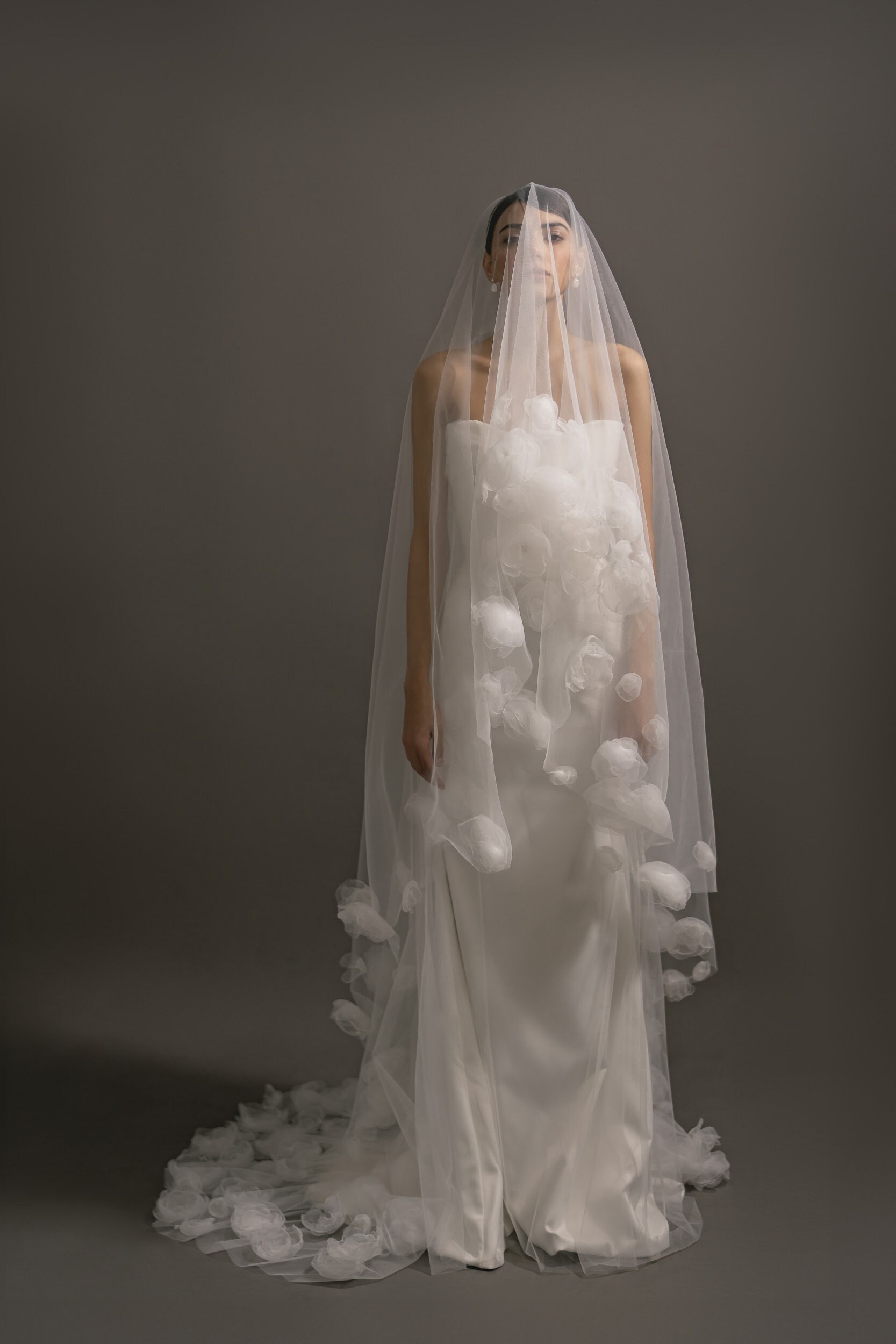 Wedding Veil, Modern Wedding Veil, Long Wedding Veil With Decor, Long ...