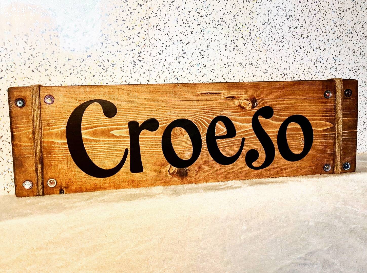Wooden sign Croeso | Etsy