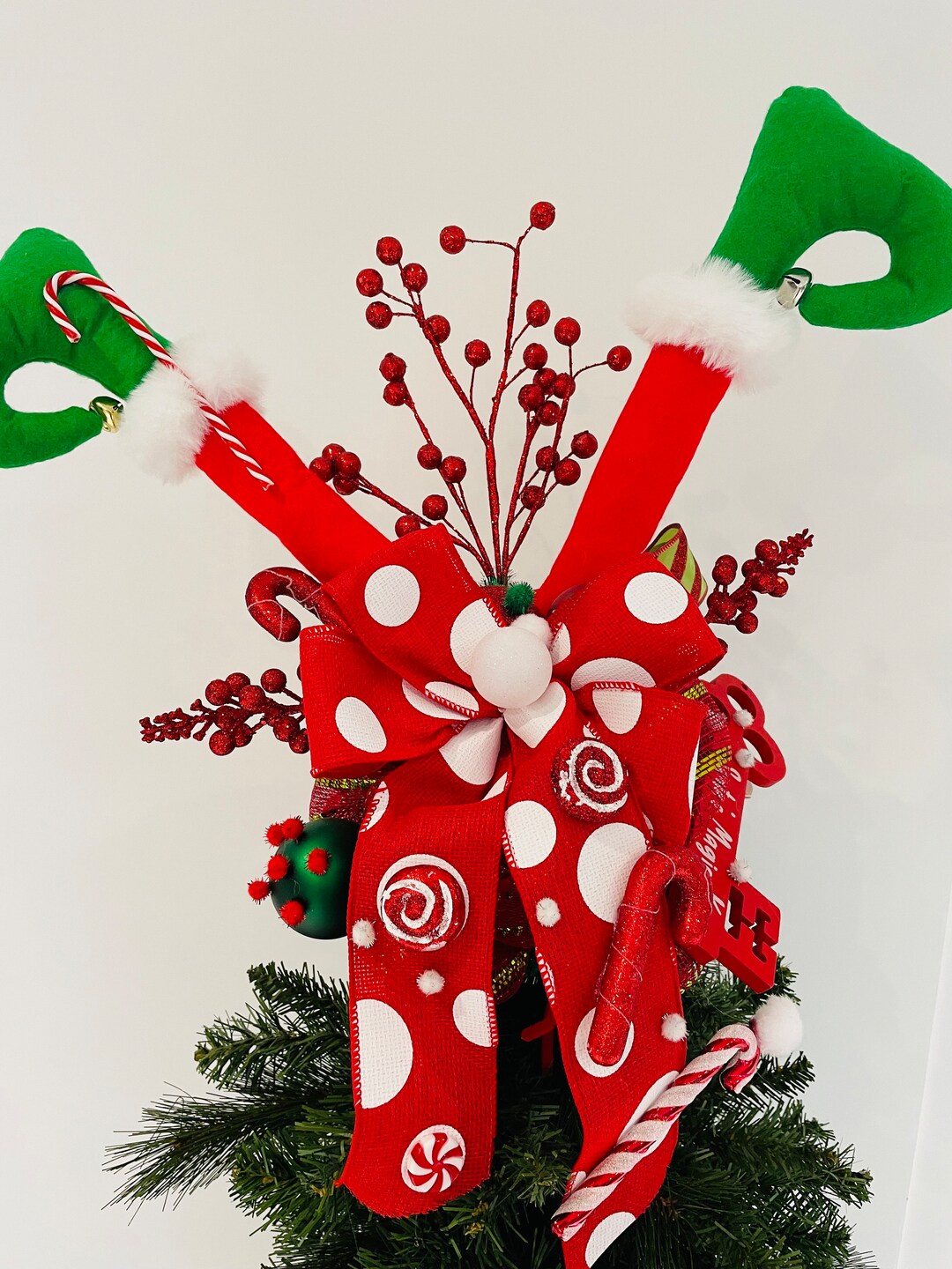 Elf Legs Novelty Tree Topperchristmas Decorationcandy Cane - Etsy UK