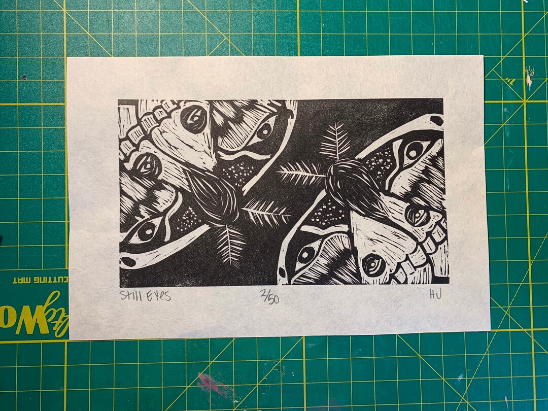 Linocut Print still Eyes - Etsy