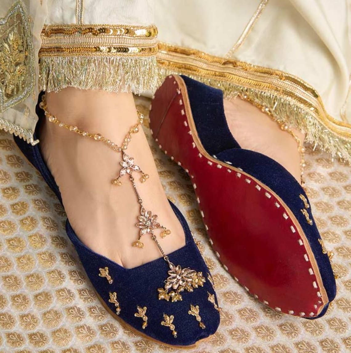 Embroidered Velvet Jutti – Handmade Ethnic Flats With Cushion Sole - Etsy