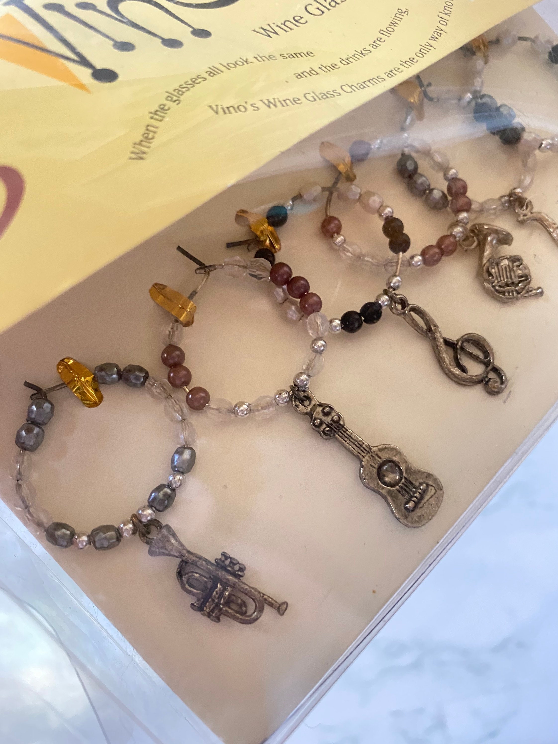Vinos Musical Instruments Wine Glass Charms Vintage Unused - Etsy