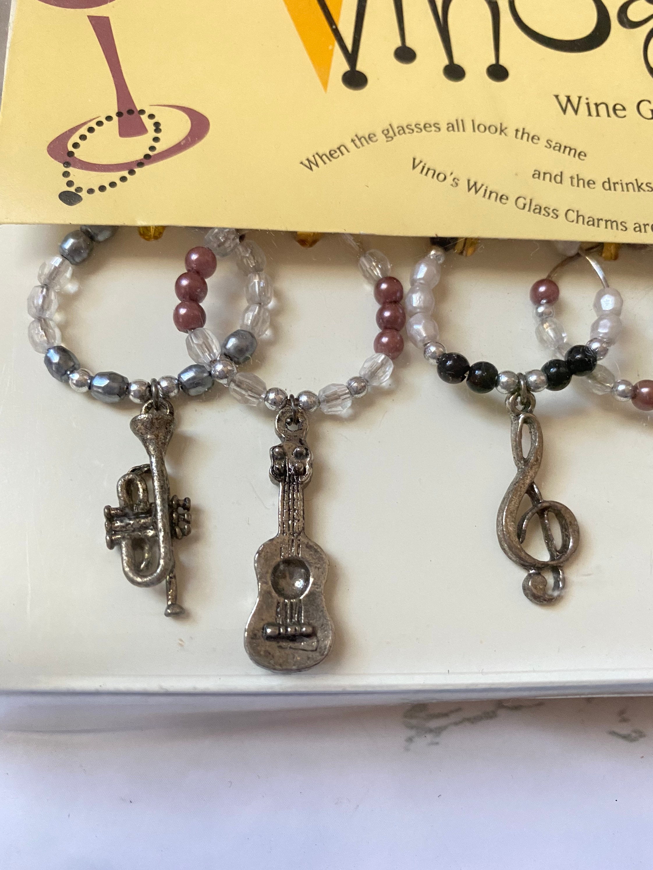Vinos Musical Instruments Wine Glass Charms Vintage Unused - Etsy