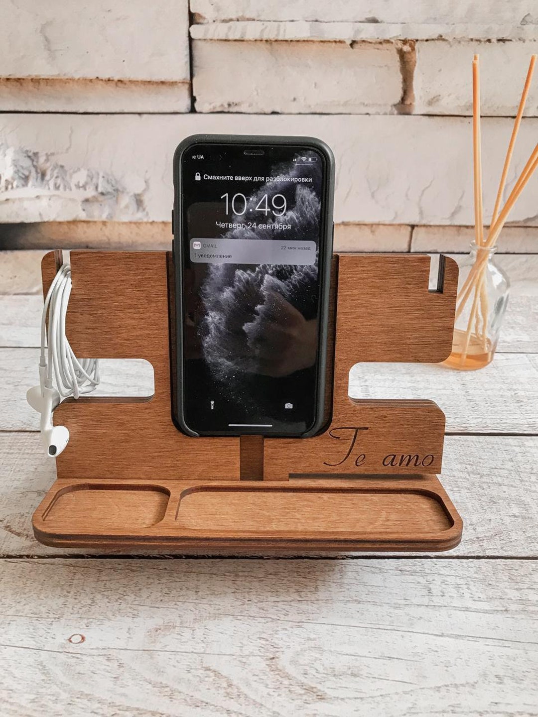 Wooden Docking Stationwood Phone Standdesk - Etsy