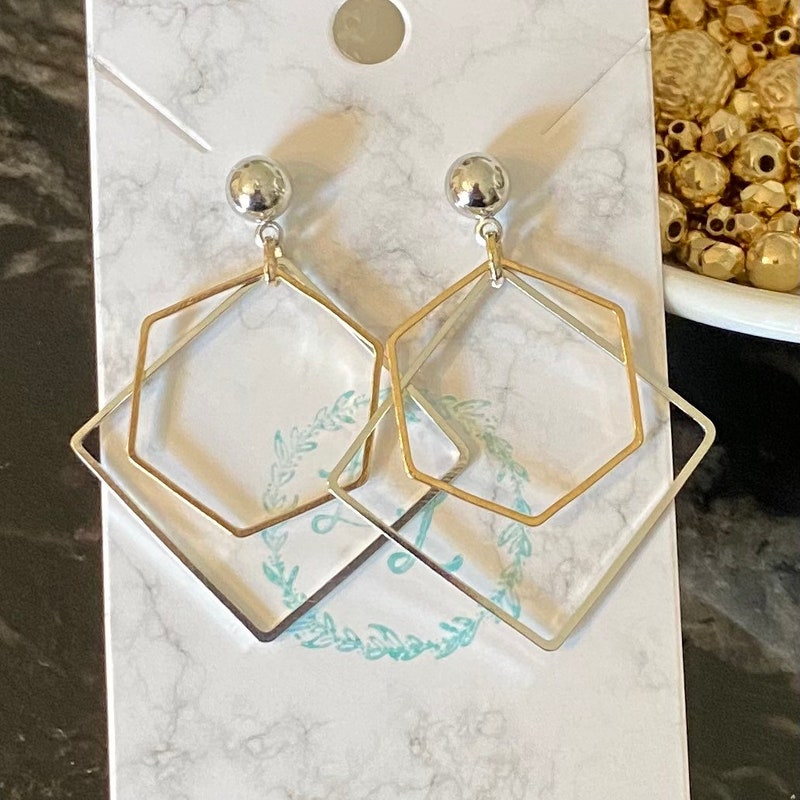 Gold Geometric Earrings - Etsy