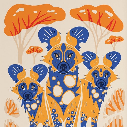 African Painted Dog Drawing PRINT - Etsy