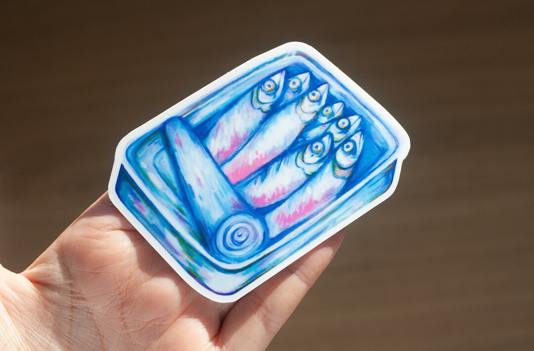 Watercolor Sardine Tin Sticker: Pastel Fish Art - Etsy