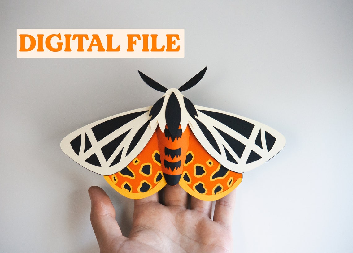 Digital Tiger Moth BUNDLE Papercraft 3D Moth DIY Cardstock | Etsy