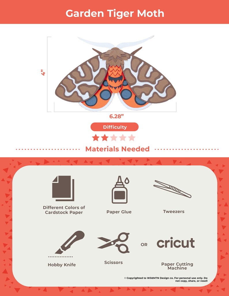 Printable Moth Craft Svg for Cricut DIY Paper Moth Craft - Etsy