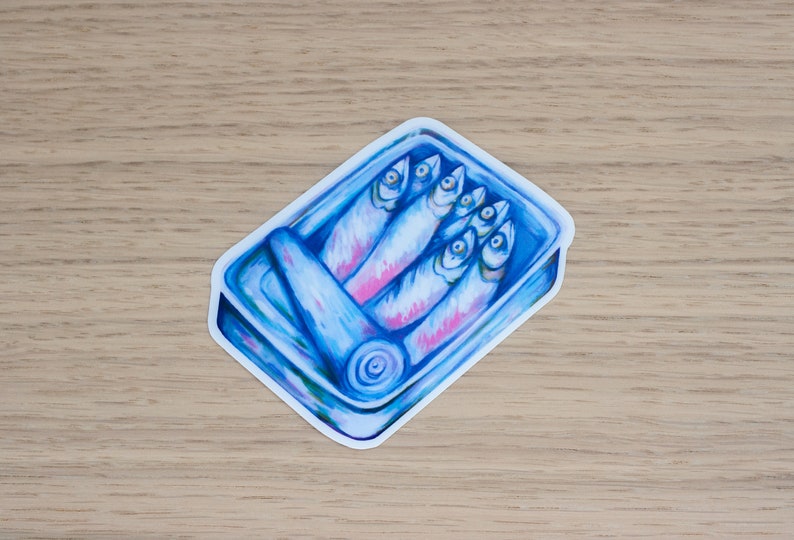 Watercolor Sardine Tin Sticker: Pastel Fish Art - Etsy