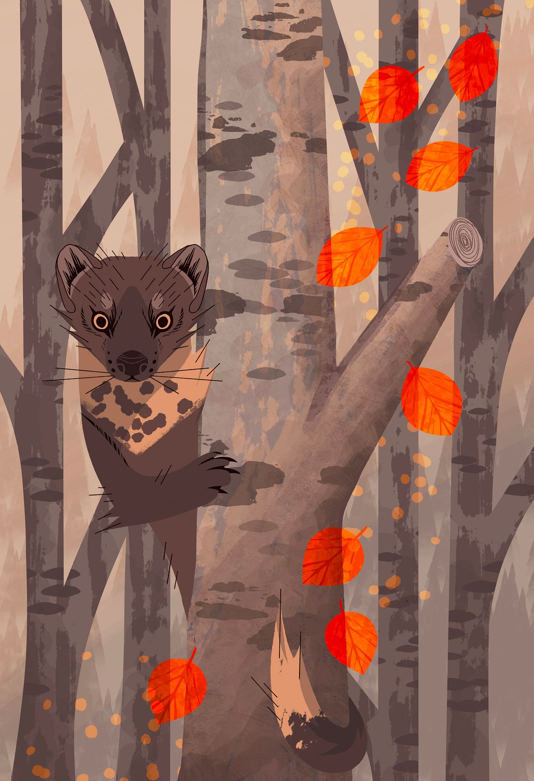 Pine Marten | Art Print | Wall Art | 5x7/8x10/ 11x14/ 13x19 | Unframed ...