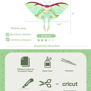 Diy Paper Luna Moth Craft, Realistic Paper Moth, Paper Luna Moth, Paper ...