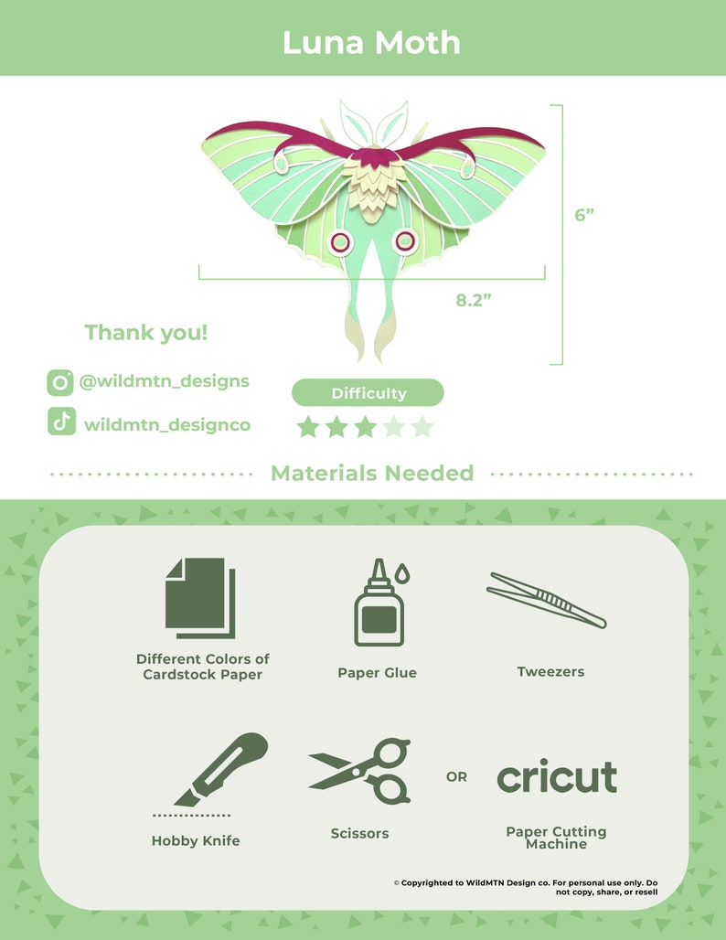Diy Paper Luna Moth Craft, Realistic Paper Moth, Paper Luna Moth, Paper ...