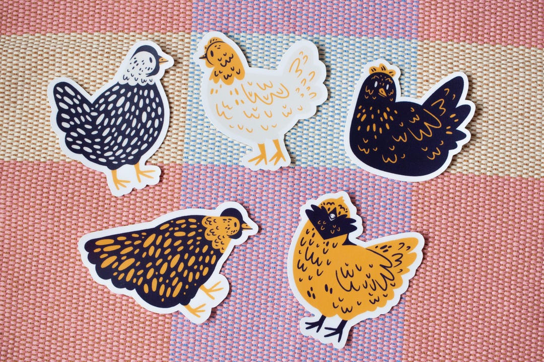 Chicken Stickers, Cute Chicken Art Stickers - Etsy