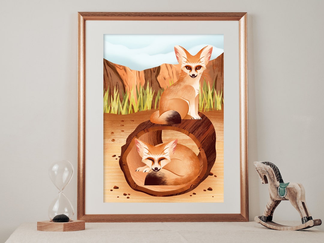 Fennec Fox Art, Desert Animal Art, Fox Nursery Decor, African Safari ...